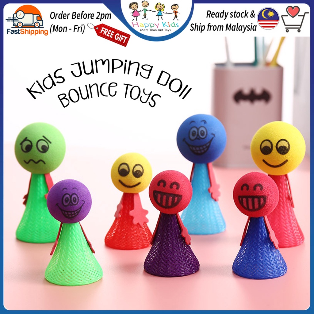 [Happy Kids] LED Light Up Bouncy Emoji Jumping Toy Squeezing Bounce ...