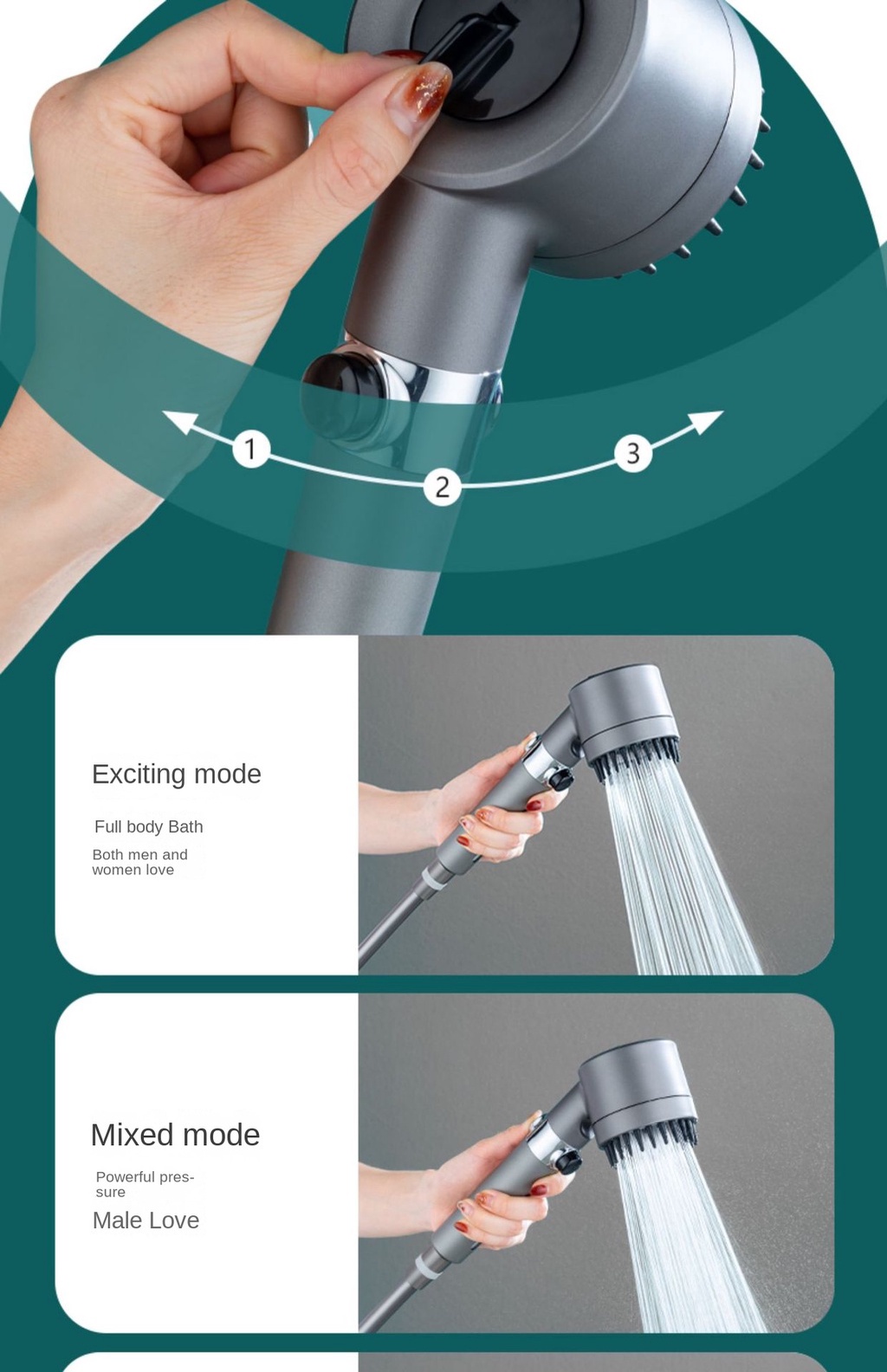 High-Pressure Shower Head Handheld Shower Head Bathroom Pressurized ...