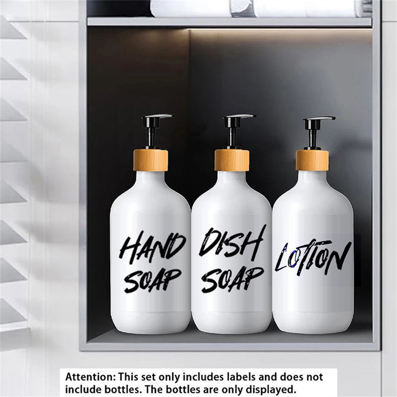HOT SALE Bathroom Labels Sticker Set, Shampoo and Shower Gel Dish Soap ...