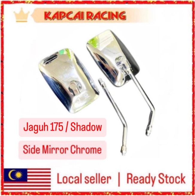 10MM HONDA JAGUH JAGUH175 SHADOW SIDE MIRROR SET CHROME CROME KROM ...