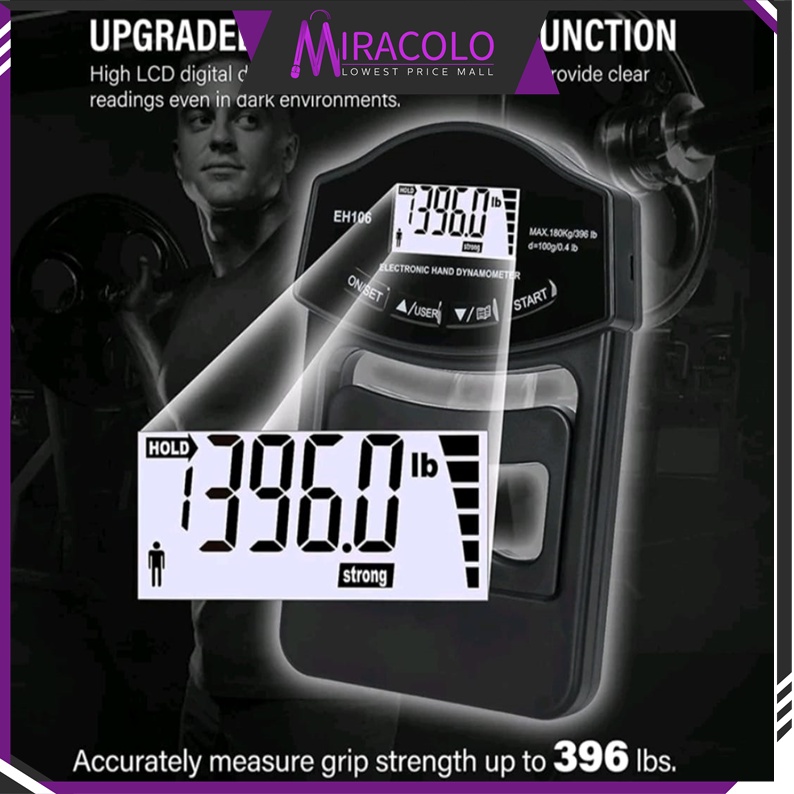 MIRA Grip Strength Tester, 396Lbs180Kg Digital Hand Dynamometer Grip ...