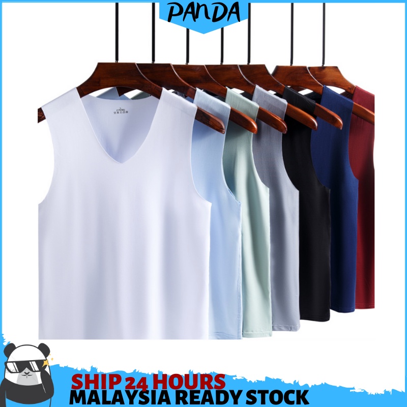 TS24 PANDASHOP Men Inner Tank Shirt Seamless Cooling Silk Singlet ...