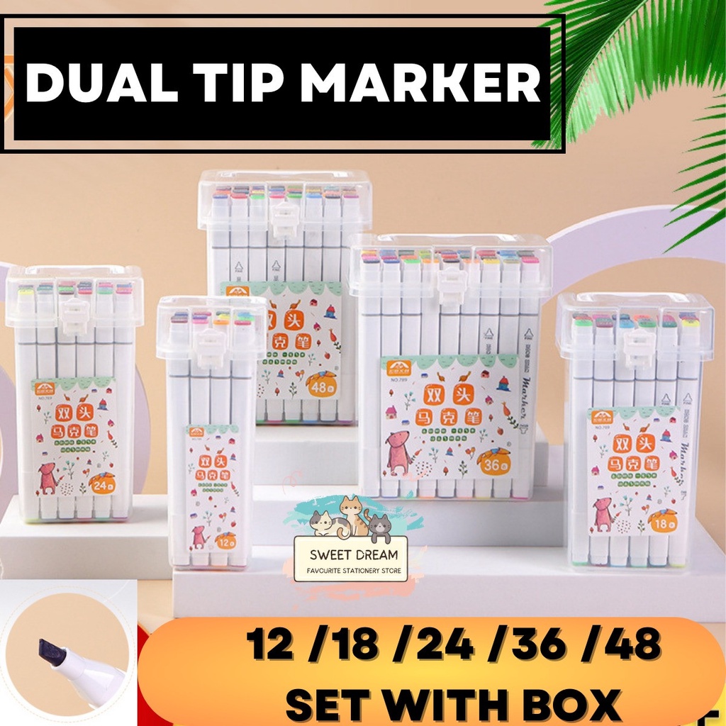 12 /18 /24 /36 /48 HONG ZHAN Fine Coloring Painting Double Dual Side ...