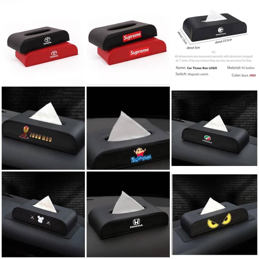 Leather Car Tissue Box Holder Proton Perodua Honda Toyota axia alza ...