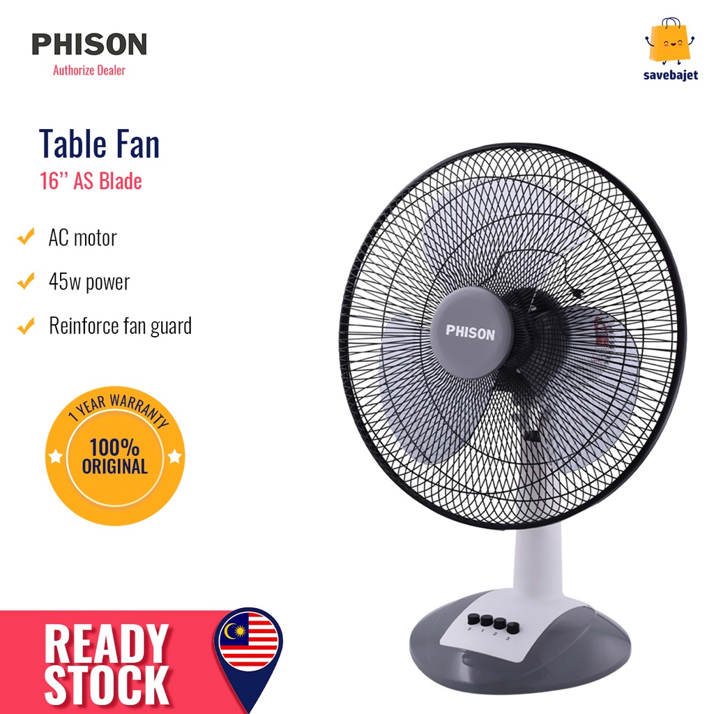 PHISON Kipas Meja Table Fan (16") PTF-4161 | Shopee Malaysia
