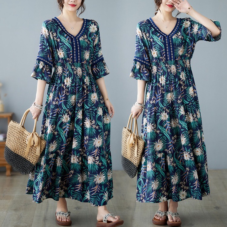 Dress Women Casual Floral Ready Stock Dresses Sundress Long Maxi ...