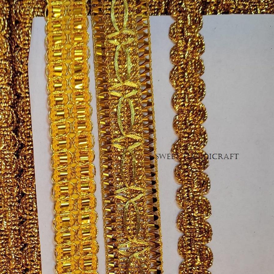 (1 meter) Lace Gold Lace Traditional Kostum lace renda baju emas lace ...