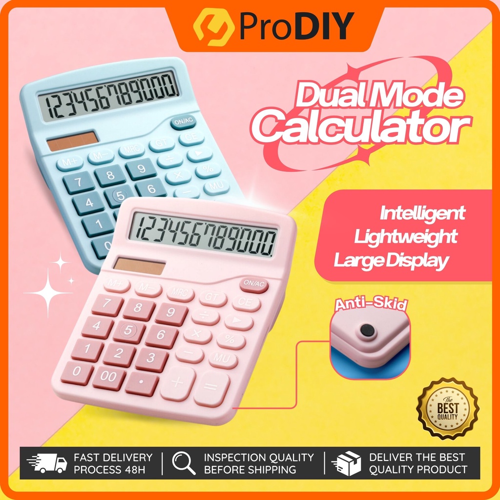 Dual Mode Calculator Two Way Power Battery Solar Desktop Office School ...