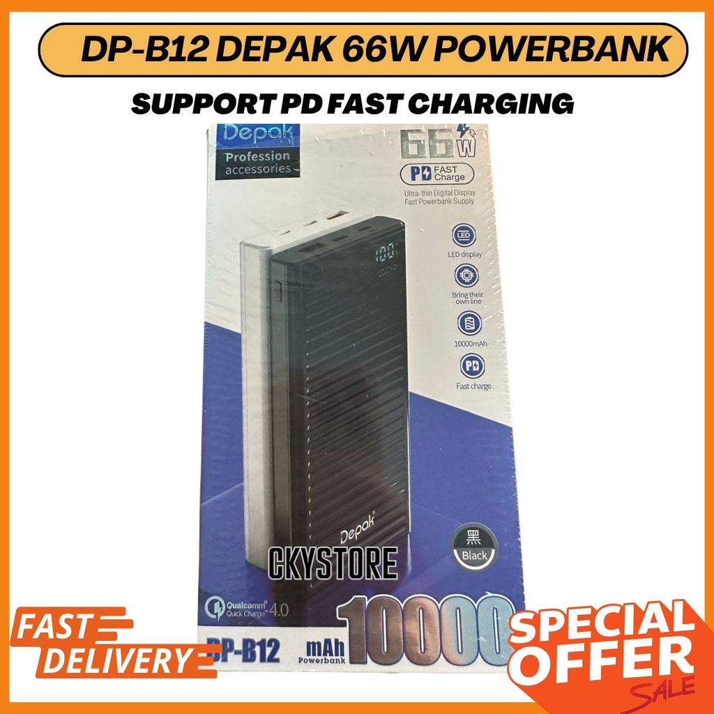 DEPAK DP-B12 10000MAH 66W PD Fast Charger Charging Power Bank Powerbank ...