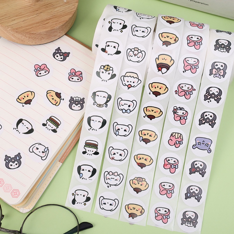 200 Stickers Cute San Liou Roll Stickers/ Mini Circular Envelope ...