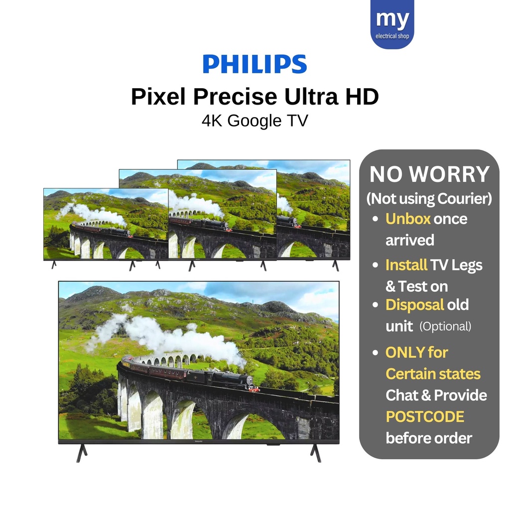 Philips 43 Inch 50 Inch 55 Inch 65 Inch 4K UHD Smart Google TV ...