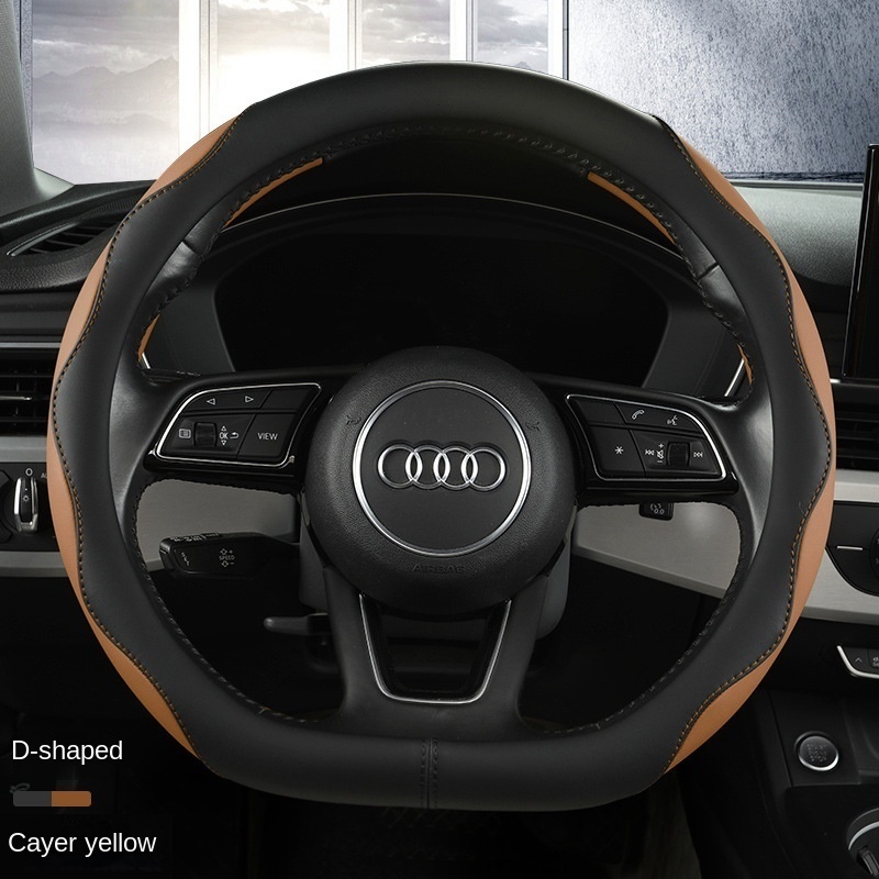 Classic Leather PU Waterproof Car Steering Wheel Cover Applicable to ...