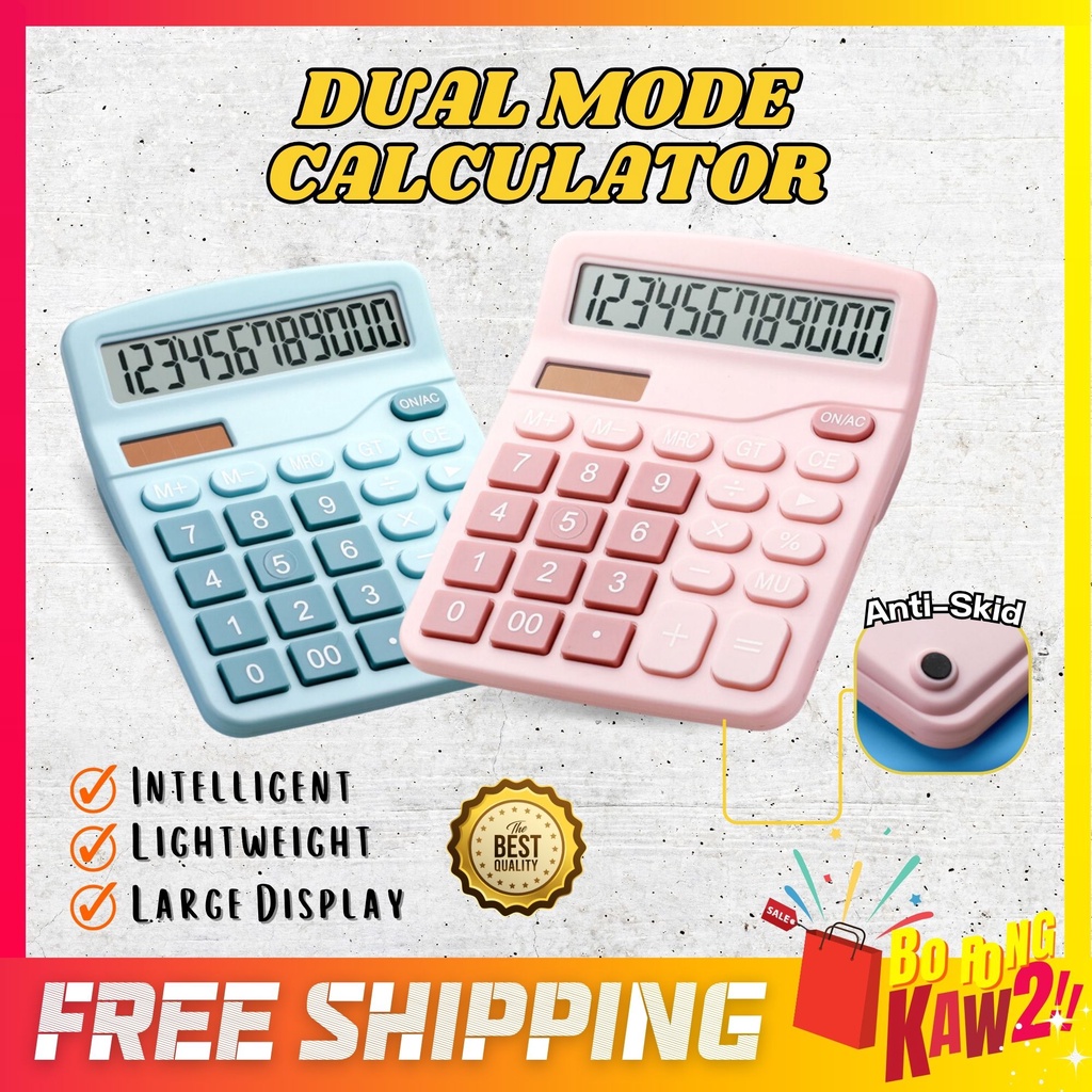 Two Way Power Battery Solar 12 Digit Soft Button Dual Mode Calculator ...