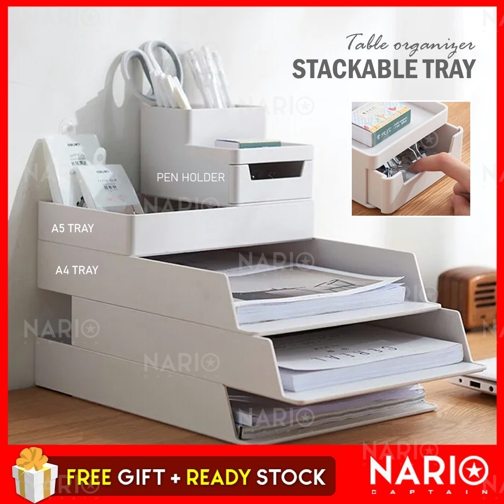 NARIO File Organizer Stackable Document Tray School Office A4/A5 Paper ...