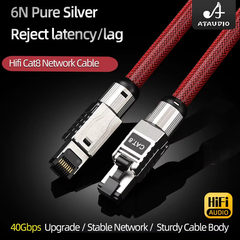 ATAUDIO Pure Silver HiFi CAT.8 Network Cable for ANSI/TIA-568-C.2-1 Ethernet Cable 40Gbps ...