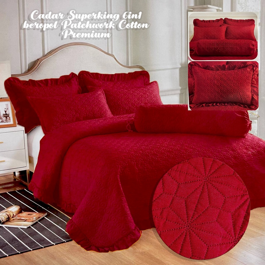 Cadar Patchwork Set 6in1 Cotton Saiz Queen dan King Pelbagai Corak ...
