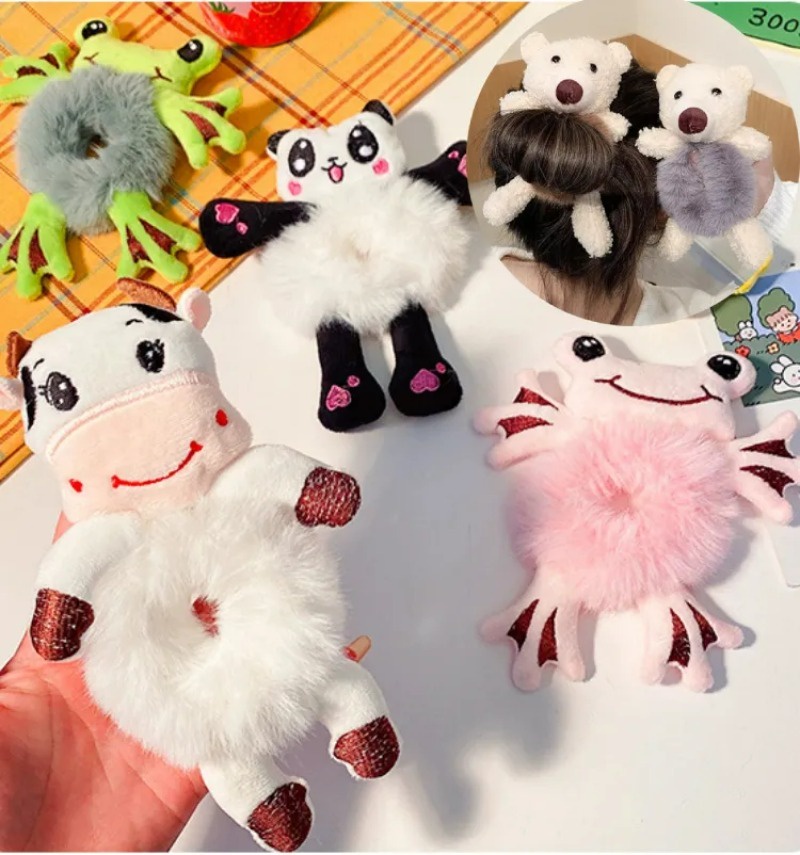 [Sunshine] Plush Hair Ring Girls Elastic Hair Band / Cute Plush Bear ...