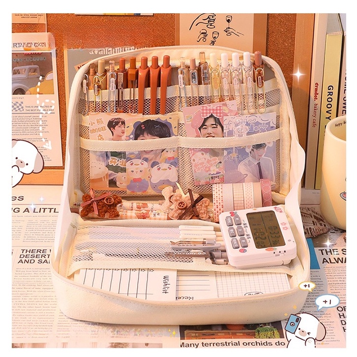 Korean Style Standable Student Pencil Case - Large Capacity, Multi ...