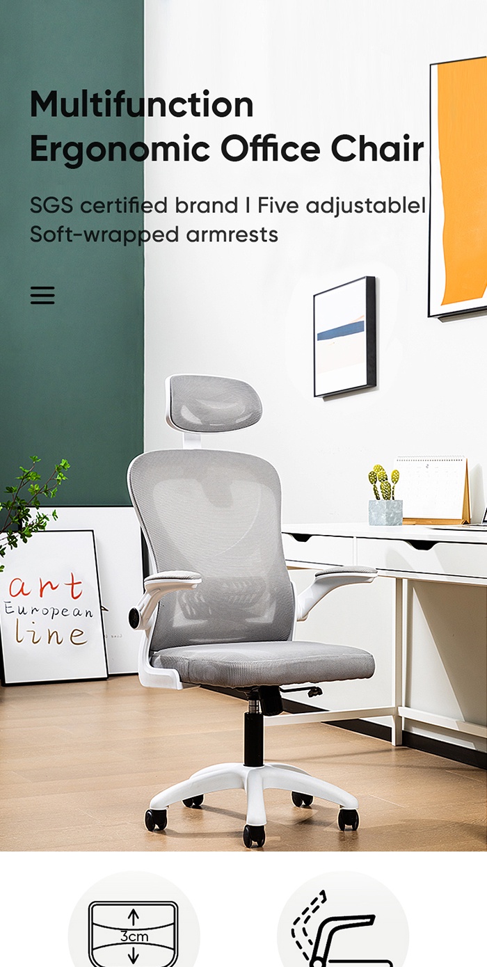 Deli Office Chair Ergonomic Chair Mesh Work Chair With Armrests ...