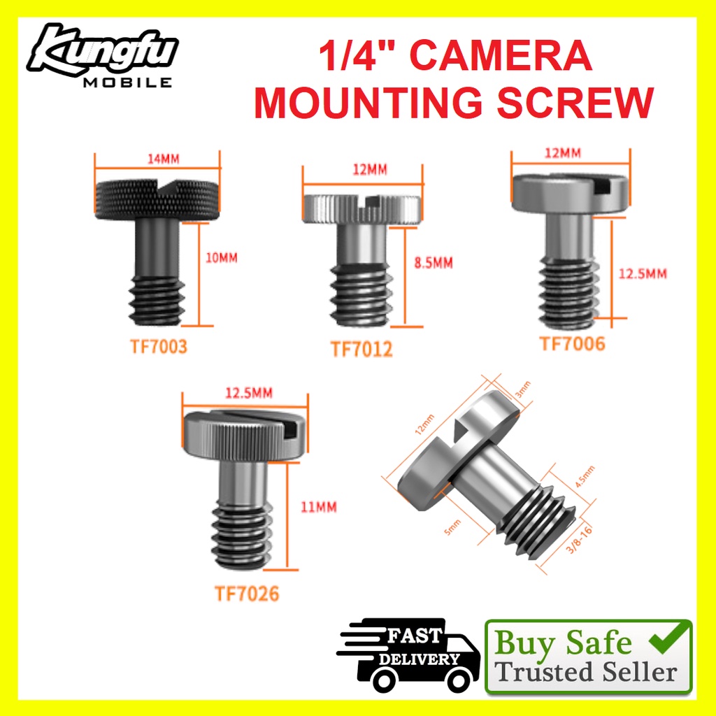 KungFu Stainless Steel 1/4'' Camera Mounting Screw for Tripod Quick ...