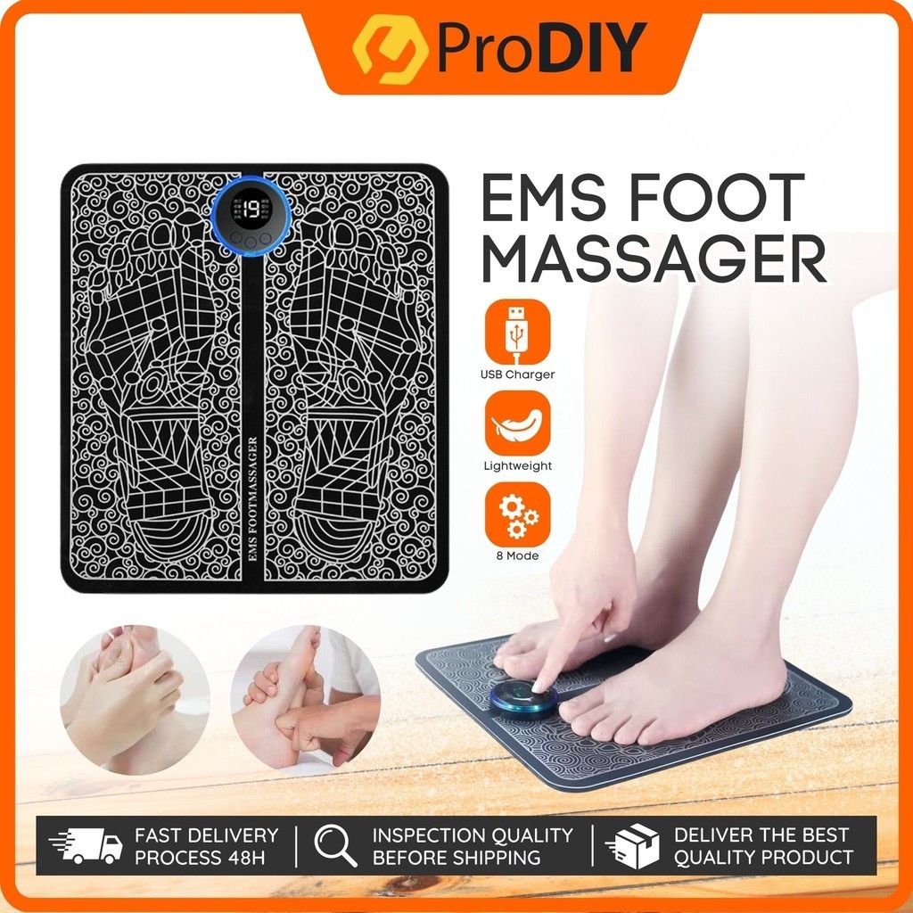 EMS Foot Massager Stimulator Feet Pad Acupuncture USB Charge 8 Mode ...