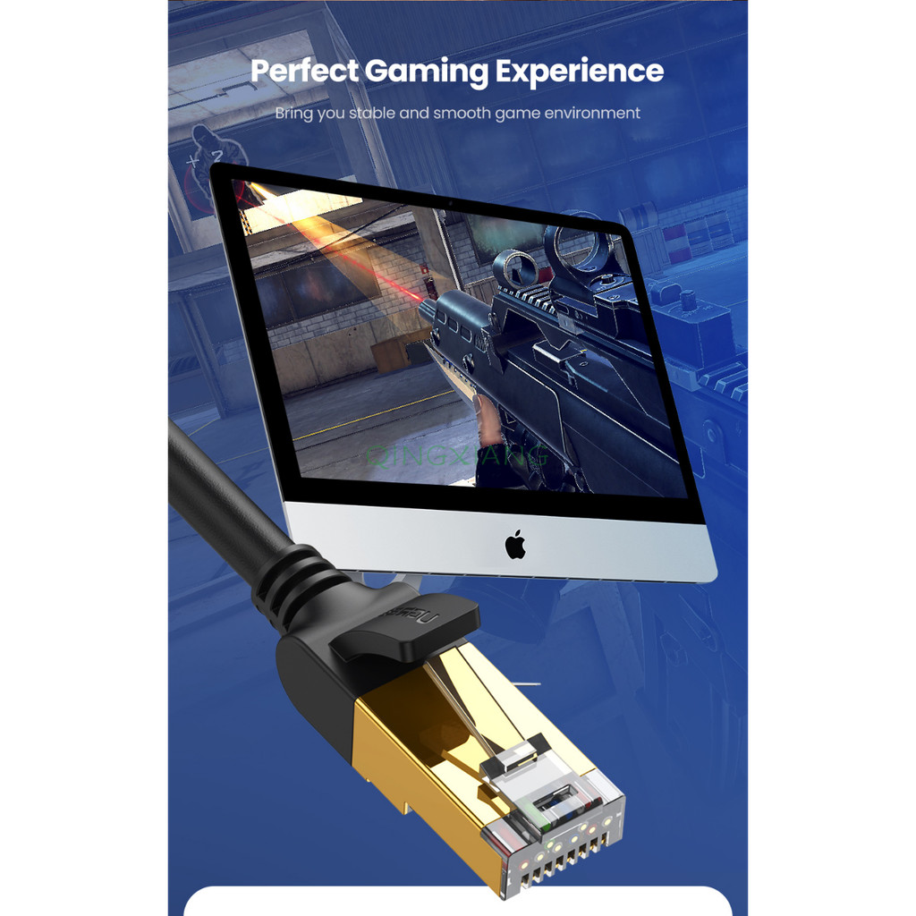 UGREEN Cat 7 Ethernet Cable Cat7 High Speed Flat Gigabit STP RJ45 LAN ...