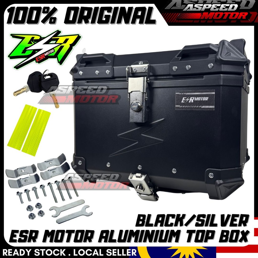 ESR MOTOR TOP BOX ALUMINIUM 45L SILVER BLACK | Shopee Malaysia
