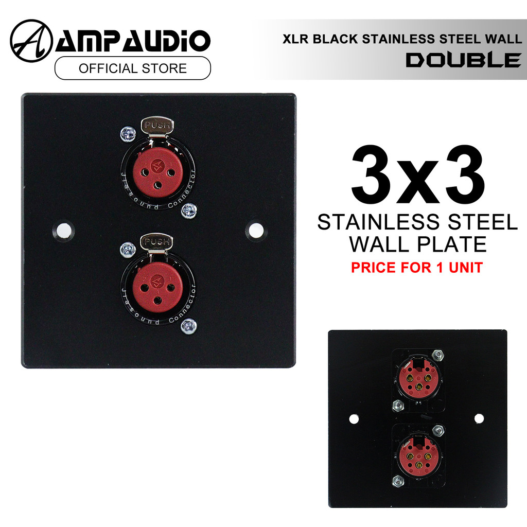 XLR CANON STAINLESS STEEL WALL PLATE 3X3 DOUBLE FEMALE WALL PLATE ...