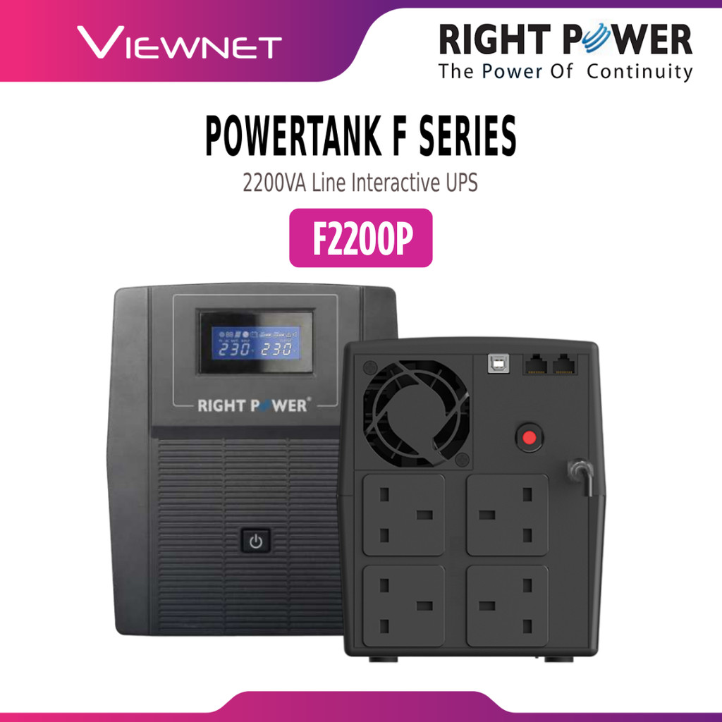 RIGHT POWER 2200VA UPS (POWERTANK F2200P) AVR AVS AUTOMATIC VOLTAGE ...