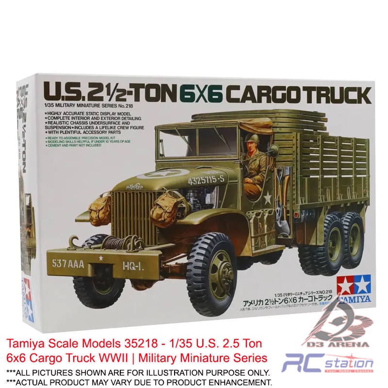 Tamiya Scale Models #35218 - 1/35 U.S. 2.5 Ton 6x6 Cargo Truck WWII ...