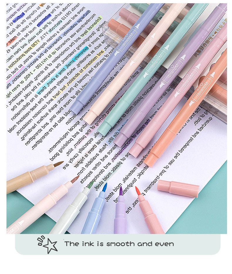 6 Pcs/Set Morandi Color Double Ended Highlighter Cute markers ...