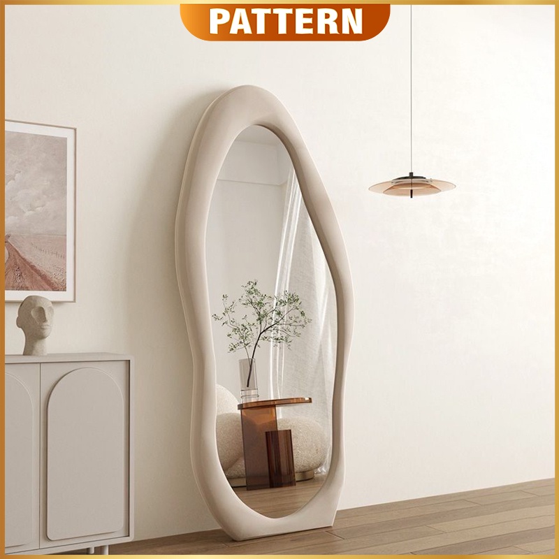 Nordic Irregular Velvet Fabric Mirror Full Length Cloud Mirror Ins ...