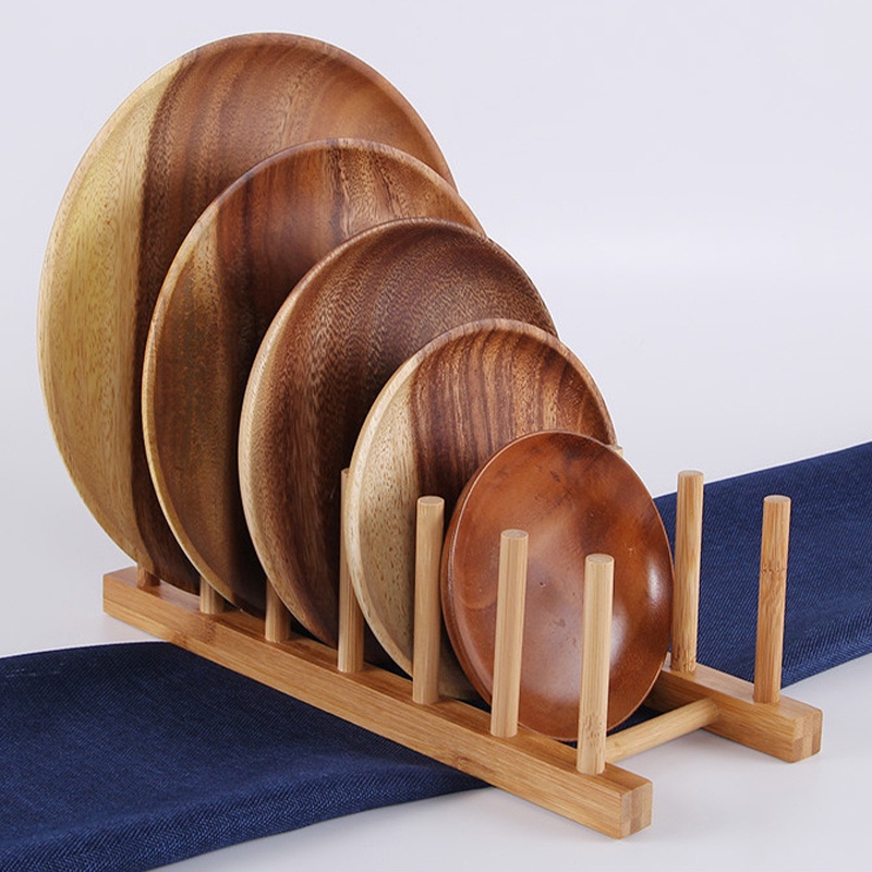 Wooden Plates Organizer Dish Bowl Cup Book Drying Holder Tray Drainer ...