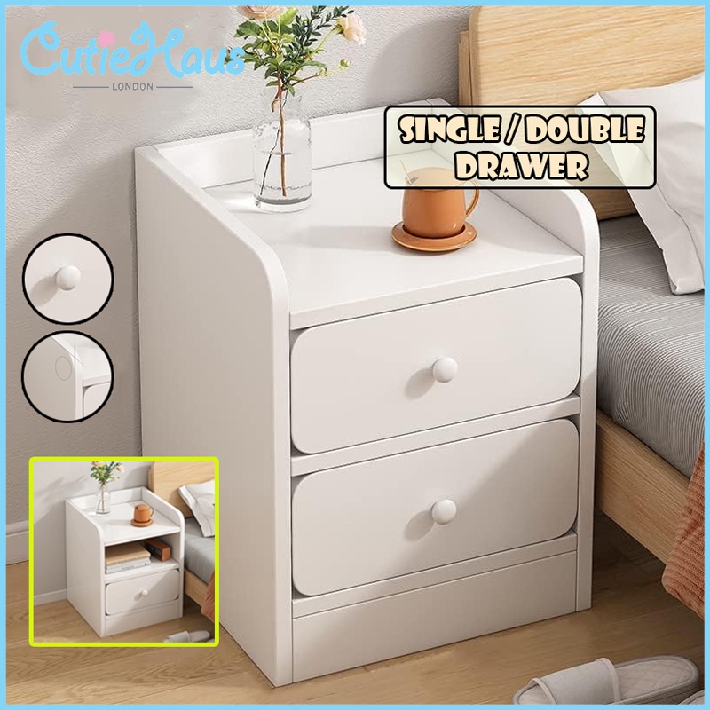 Cutiehaus 40cm Single / Double Drawer Minimalist Bedside Table Mini ...