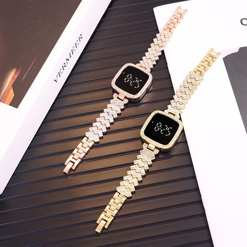 Women Digital Watch Set FREE Bracelet Square LED Watch Alloy Student ...