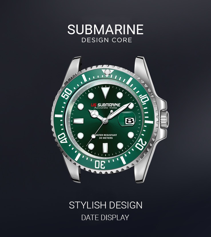 SUBMARINE Stylish Quartz Men Watch Avant-garde Waterproof Silicone Band ...