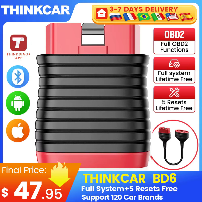 THINKCAR BD6 Bluetooth OBD2 Scanner, All System Diagnostic Tool for iOS ...