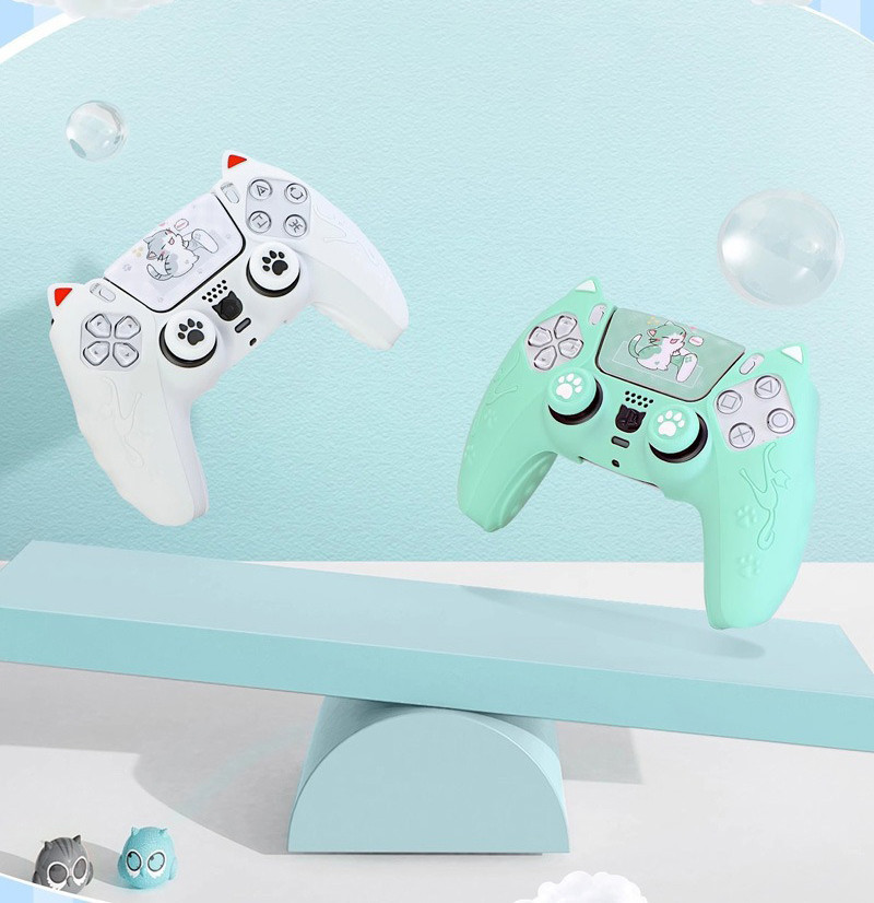 For PS5 /PS5 Slim /PS5 PRO Controller Case Set Silicone Cute Cat Thumb ...