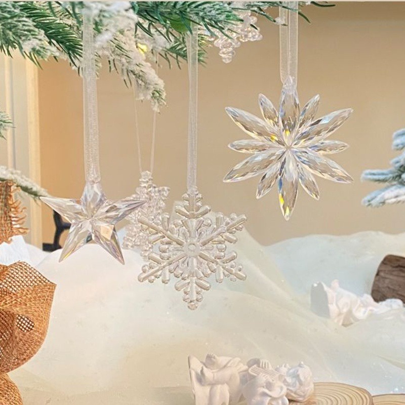 Crystal Acrylic Snowflake Ornaments Merry Christmas Party Decorations ...
