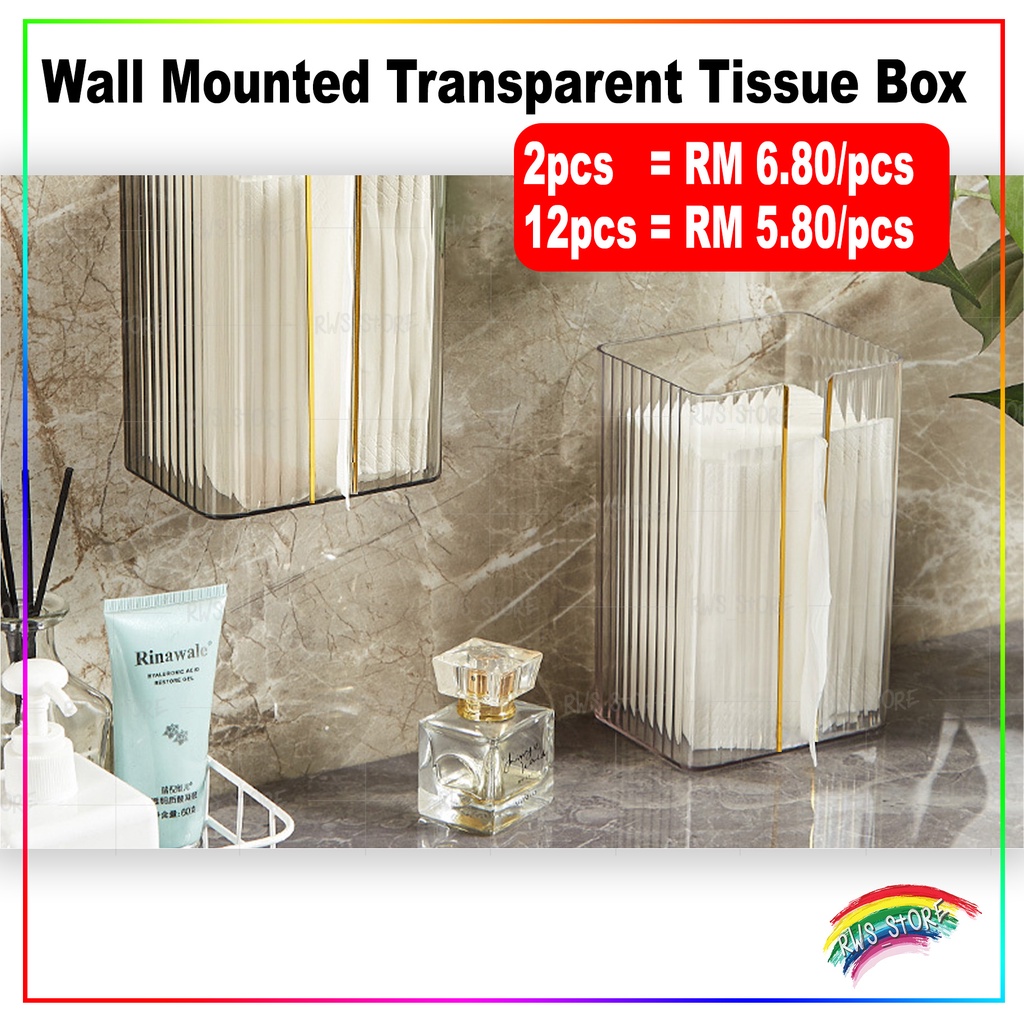 Wall Mounted Transparent Tissue Box 壁挂透明纸巾盒 Kotak Tisu Dinding | Shopee ...