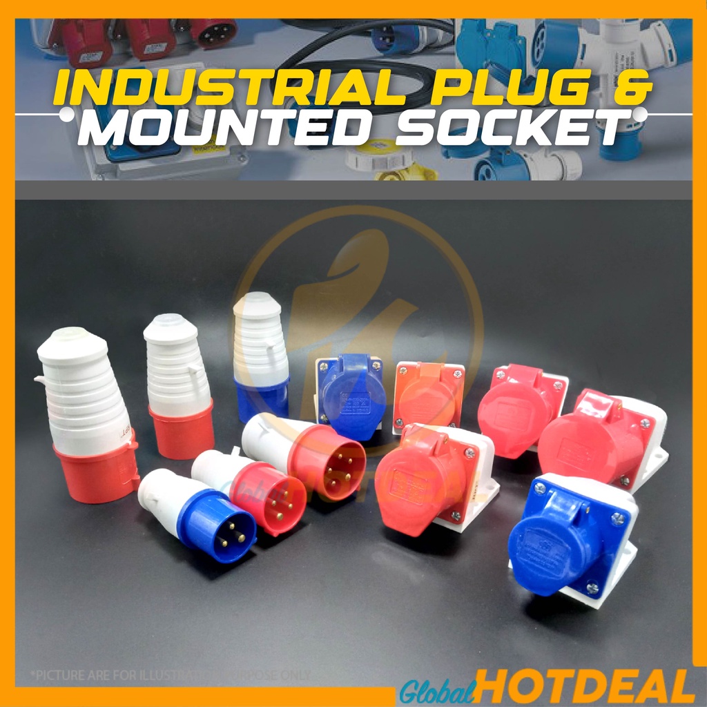 SSS CEE Industrial Plug 16A / 32A Pin / Socket Weatherproof Socket 220 ...