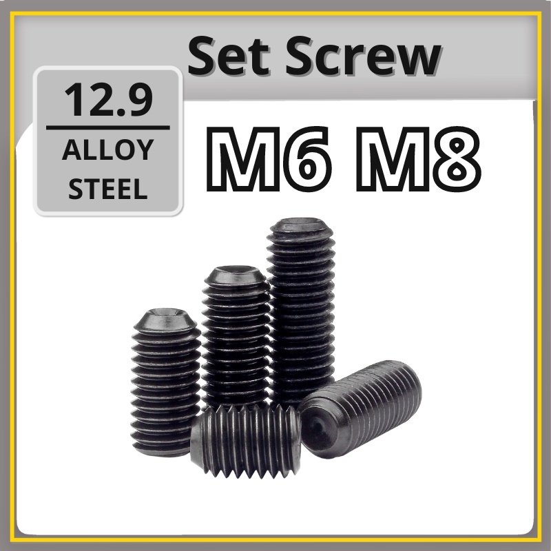 M6 M8 Hex Socket Set Screw / Grub Screw DIN916 | Alloy Steel Grade 12.9 | Black Oxide | Skru ...