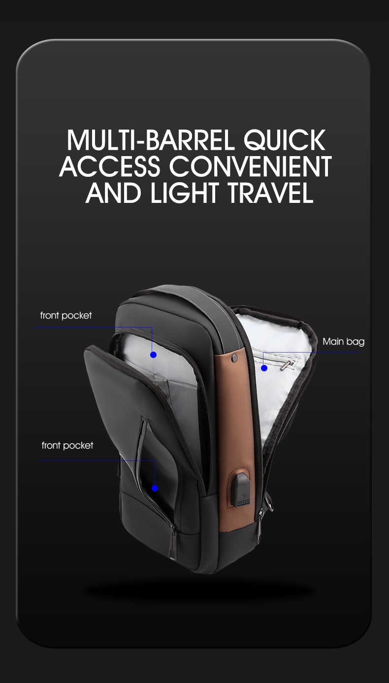 LABER LEE Fashion Men Waterproof USB Charging Shoulder Sling Bag Anti ...