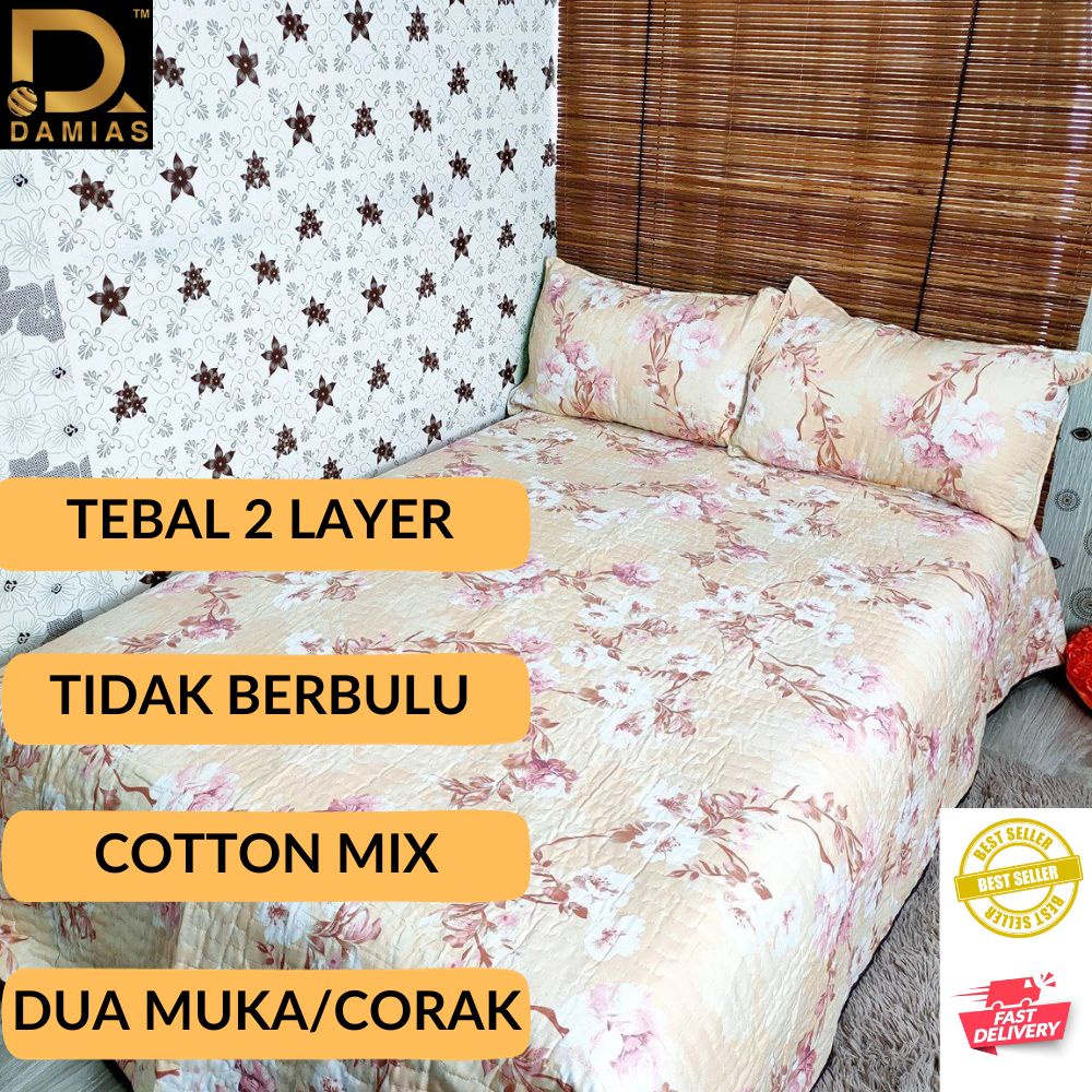 Cadar 3in1 Patchwork Saiz Queen Corak Bunga Kartun dan Abstrak 2 Muka Depan Belakang | Shopee ...