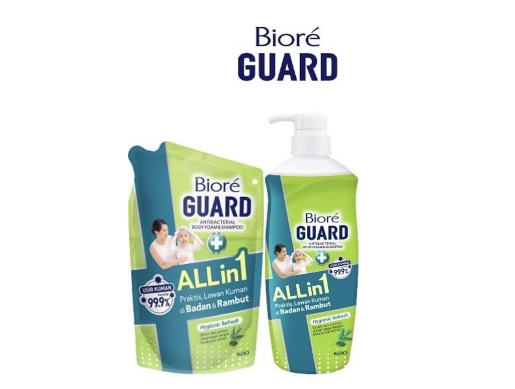 Biore Guard All In 1 Antibacterial Body Foam & Shampoo 550ml / 400ml ...