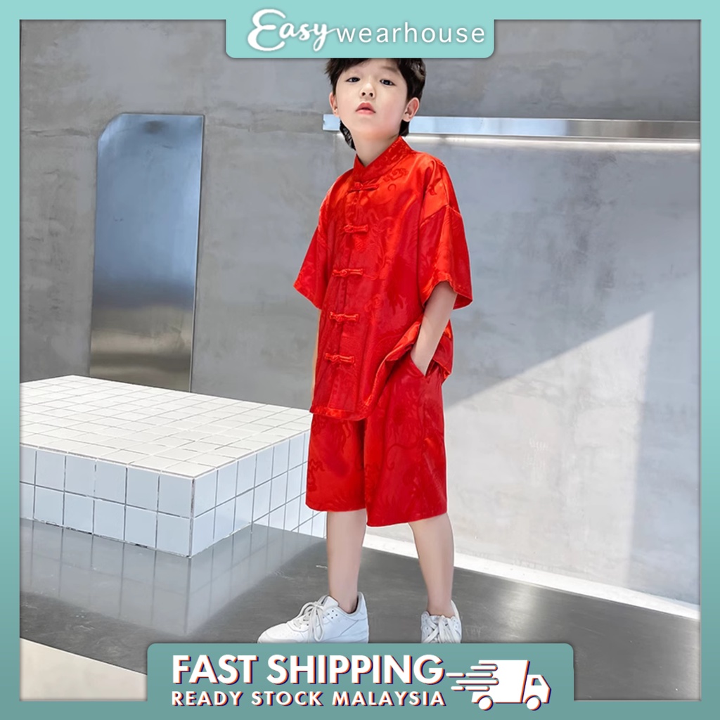 EASY WEARHOUSE Chinese Red Tang Suit Satin Embroidery Traditional CNY ...