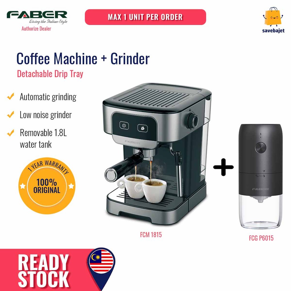 Faber Mesin Kopi Coffee Machine Retro FCM1815 + Faber Pengisar Kopi ...