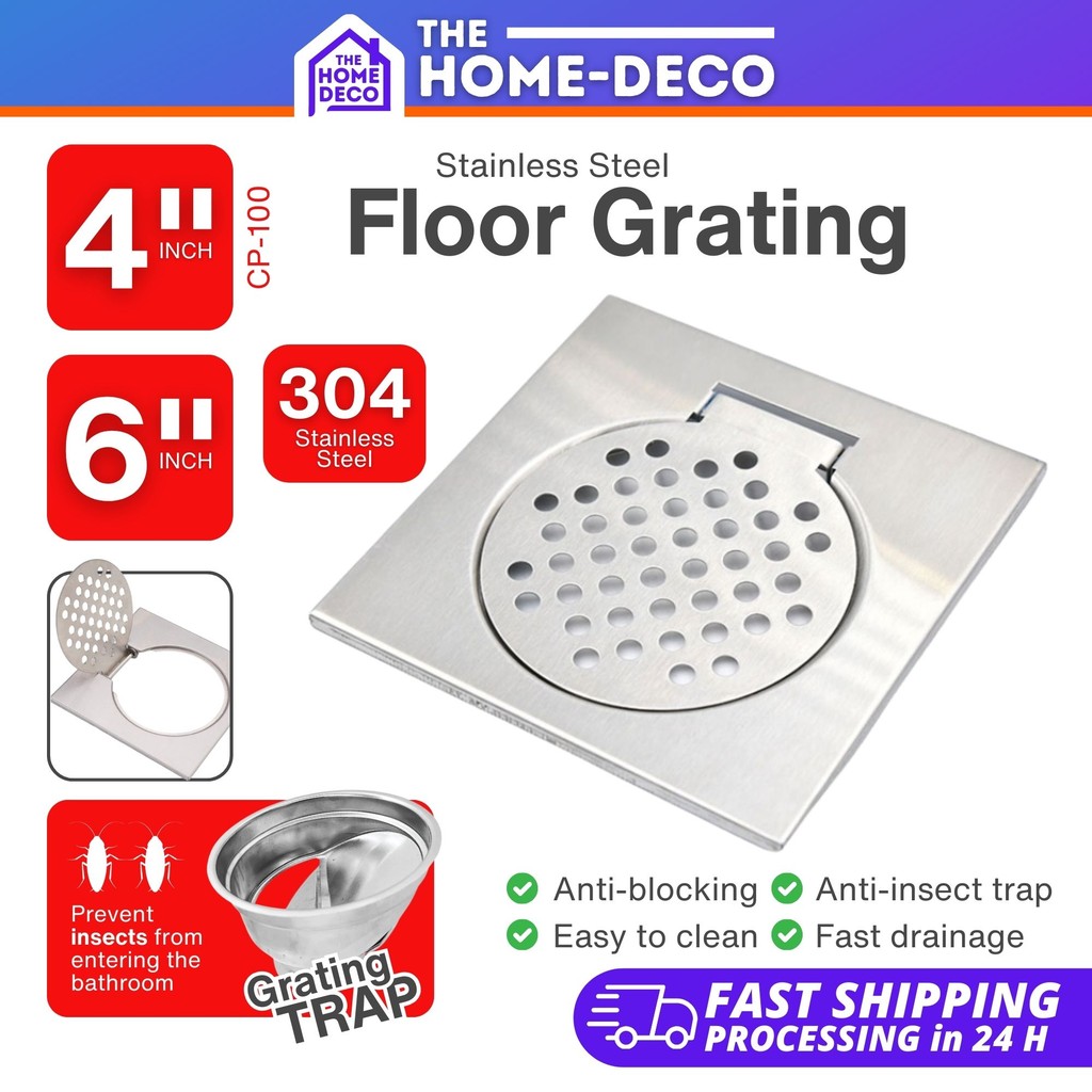 Stainless Steel Bathroom Floor Grating Floor Trap 6 / 4 inch 150mm ...