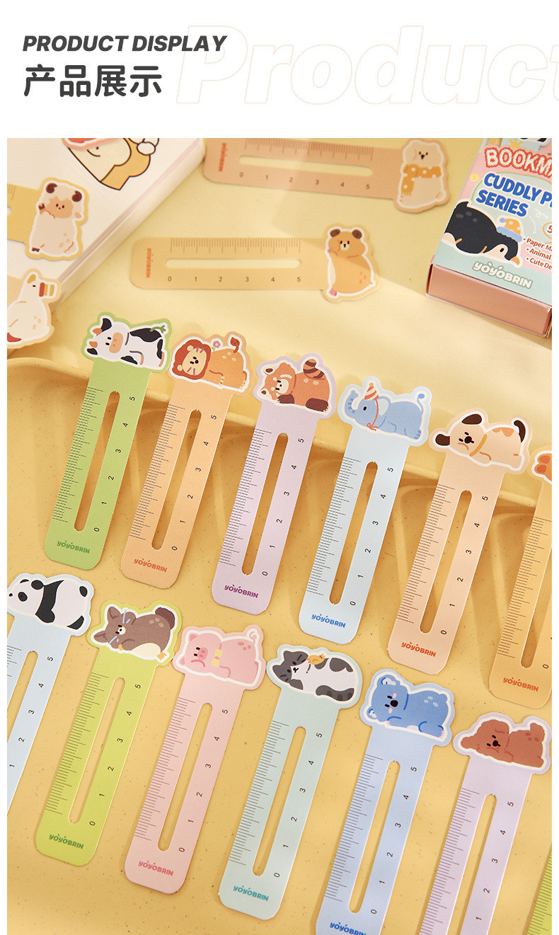Mr. Paper 50 sheets/box ruler Bookmarks Cute Panda Raccoon Crocodile ...