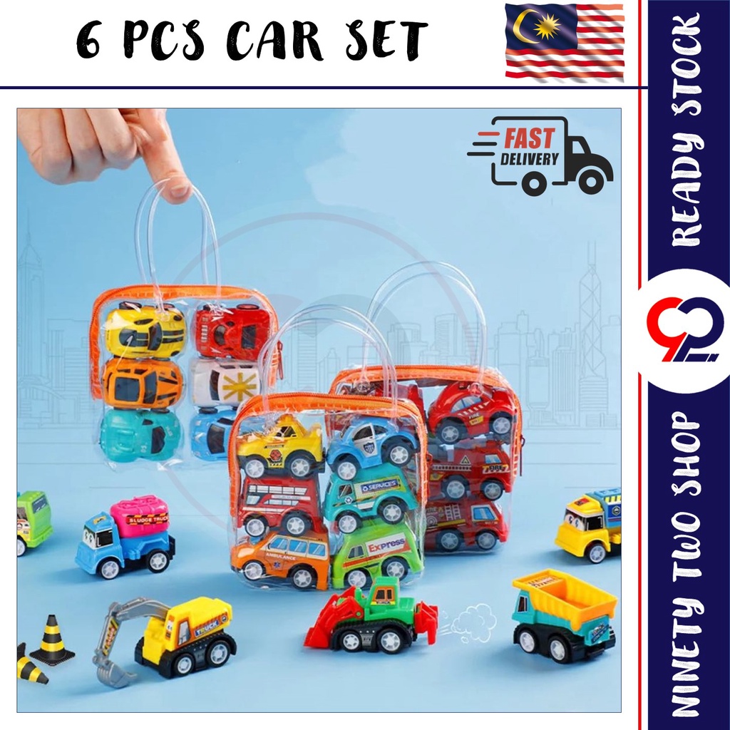 6 PCS Set Mini Car Pull Back Toys Kids Cake Topper Toy Gifts Doorgift ...